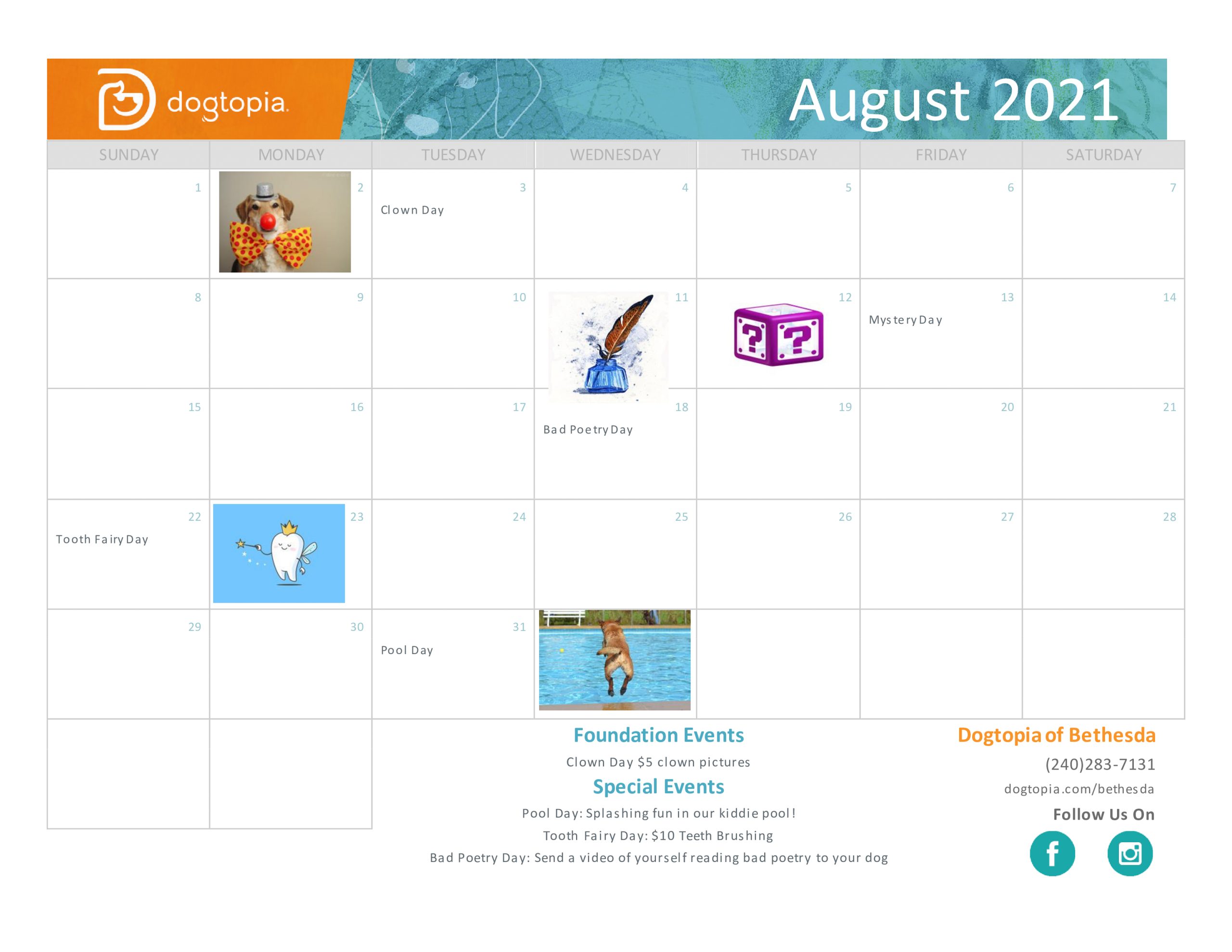 August Calendar - Bethesda
